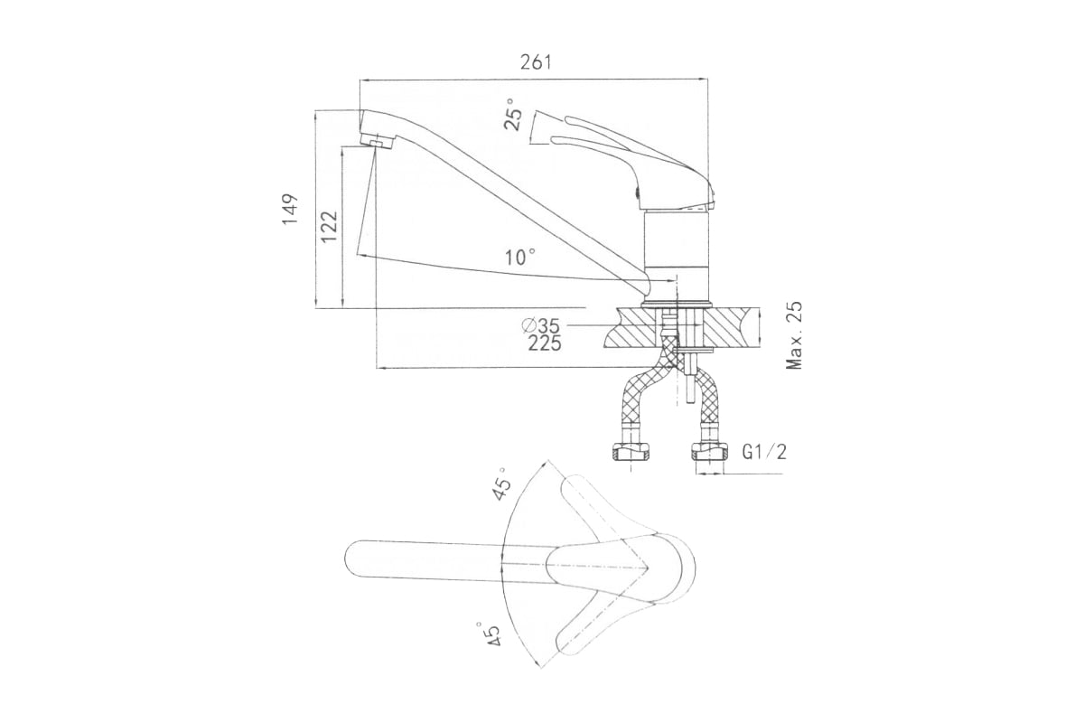 Смеситель Granula низкий с длинный изливом пирит GR-1023 - выгодная ...