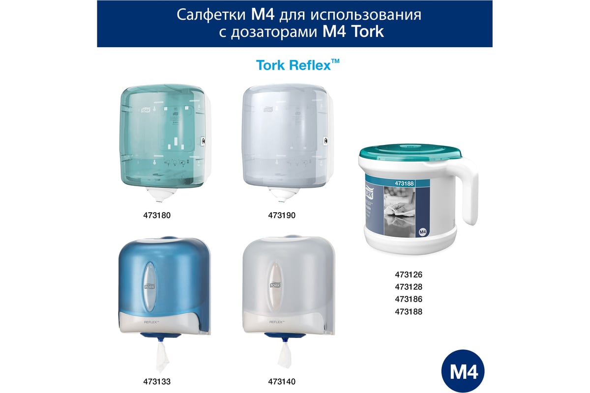 Переносной диспенсер Tork Reflex с центральной вытяжкой 473186/473126 ...