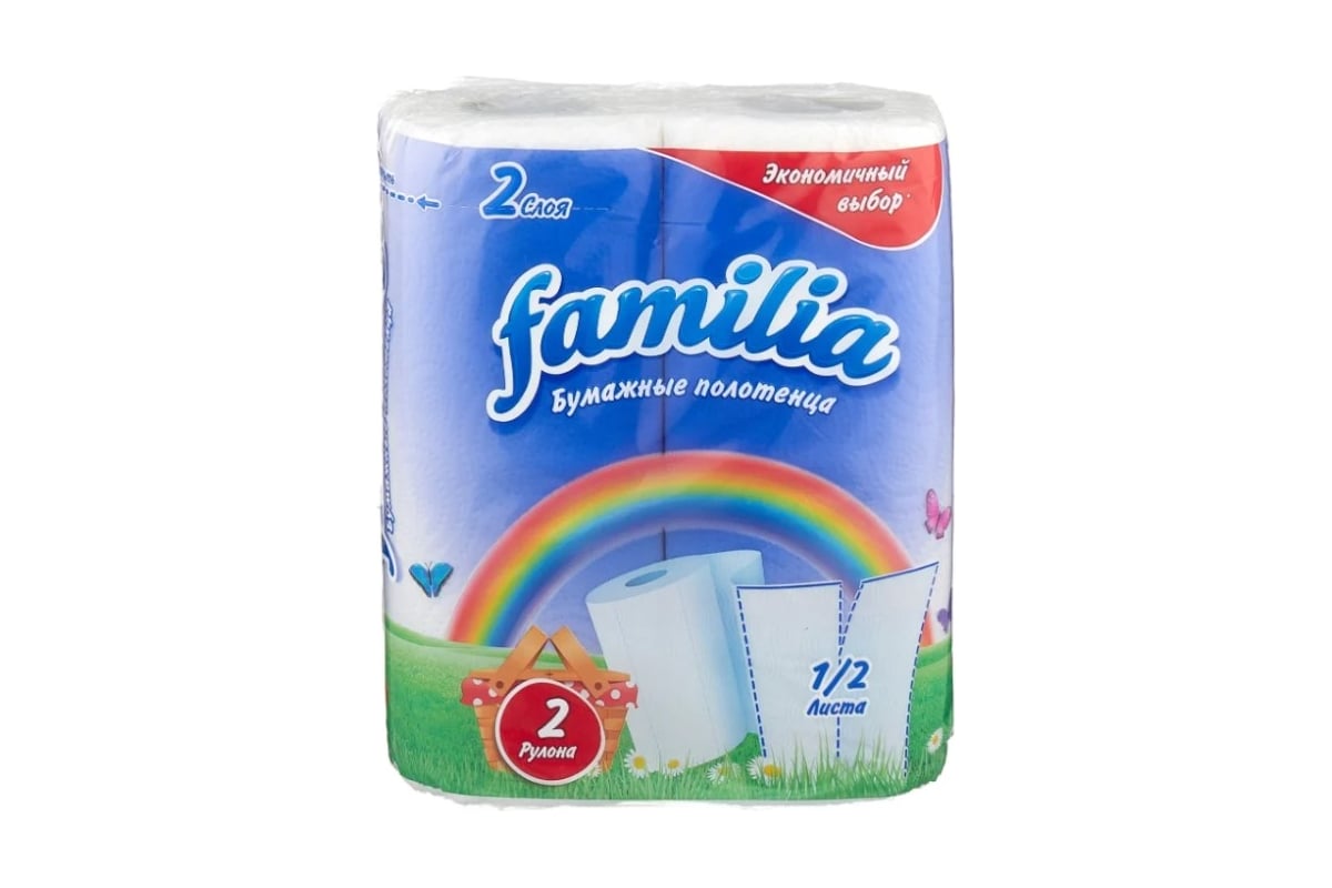 Бумажные полотенца FAMILIA Радуга 2 слоя, 2 рулона 1015031327 ...