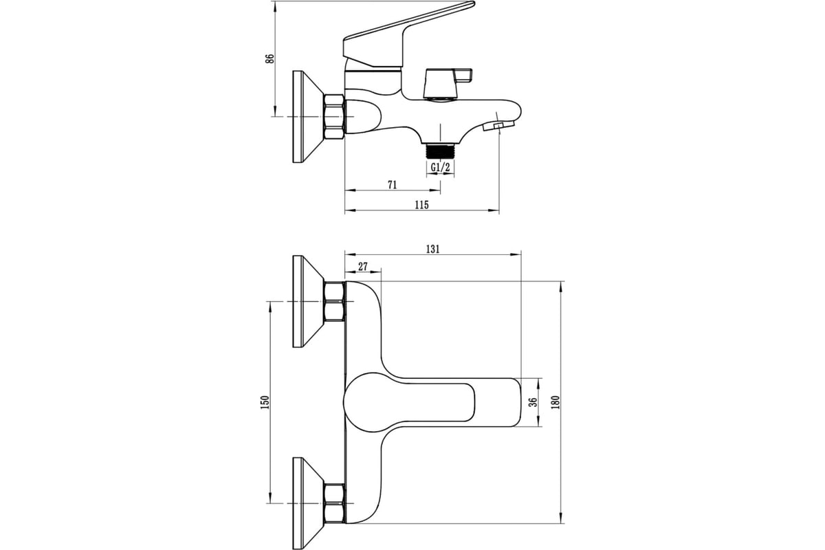 Смеситель для ванны VODA "Wave" короткий излив WA54 - выгодная цена ...