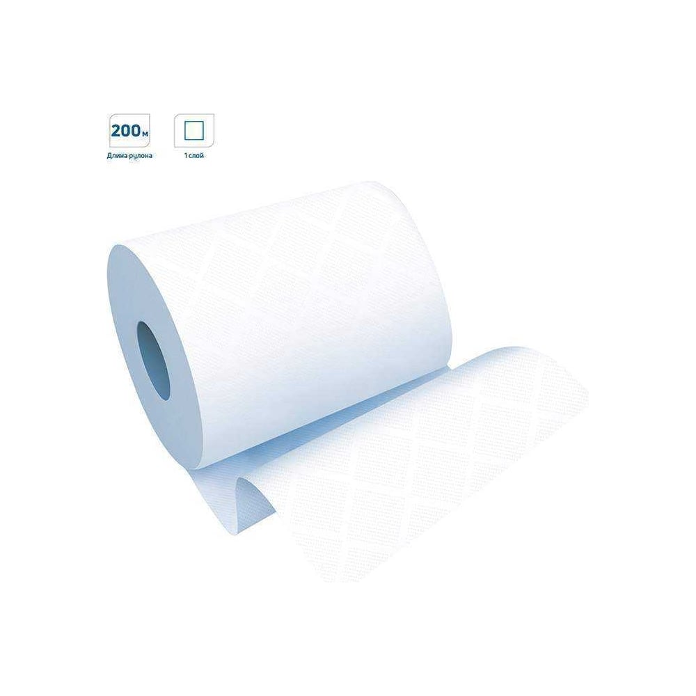 Полотенца бумажные OfficeClean в рулонах, H1, 1 слой, 200 м/рул, белые ...