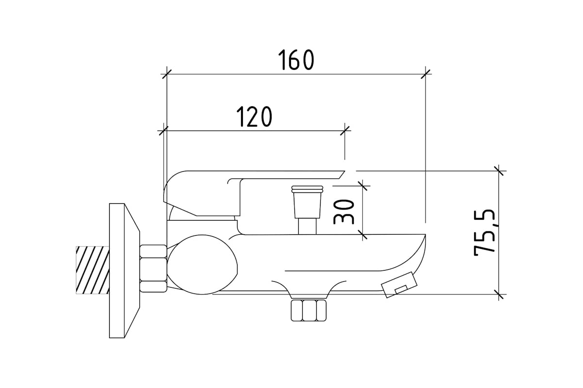 Смеситель для ванны Teymi Hanna, хром T10205 ЦБ-00269200 - выгодная ...