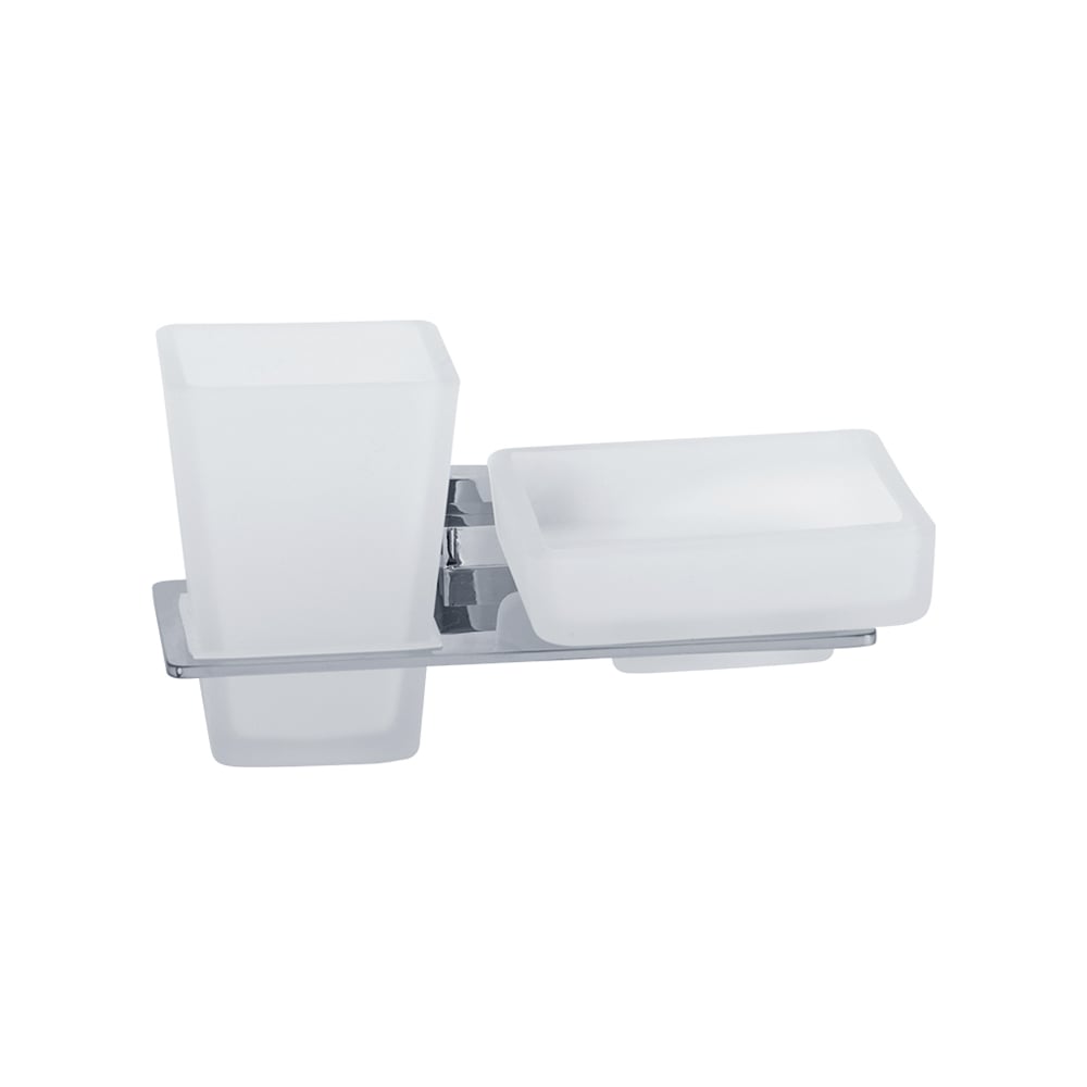 Настенный стакан с мыльницей Veragio RAMBA хром/матовое стекло VR.RMB ...