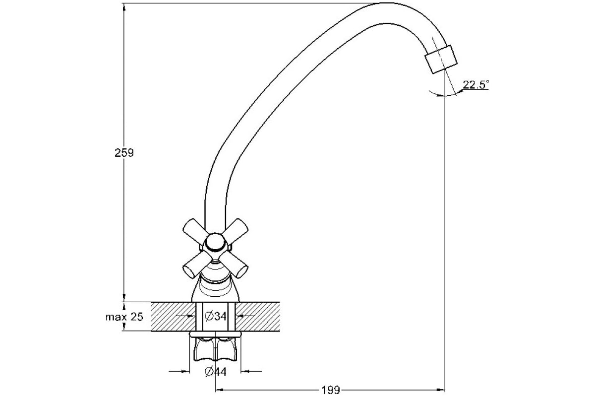 Смеситель для кухни ECONOCE серия 410 вентильный EC0410 - выгодная цена, отзывы, характеристики ...