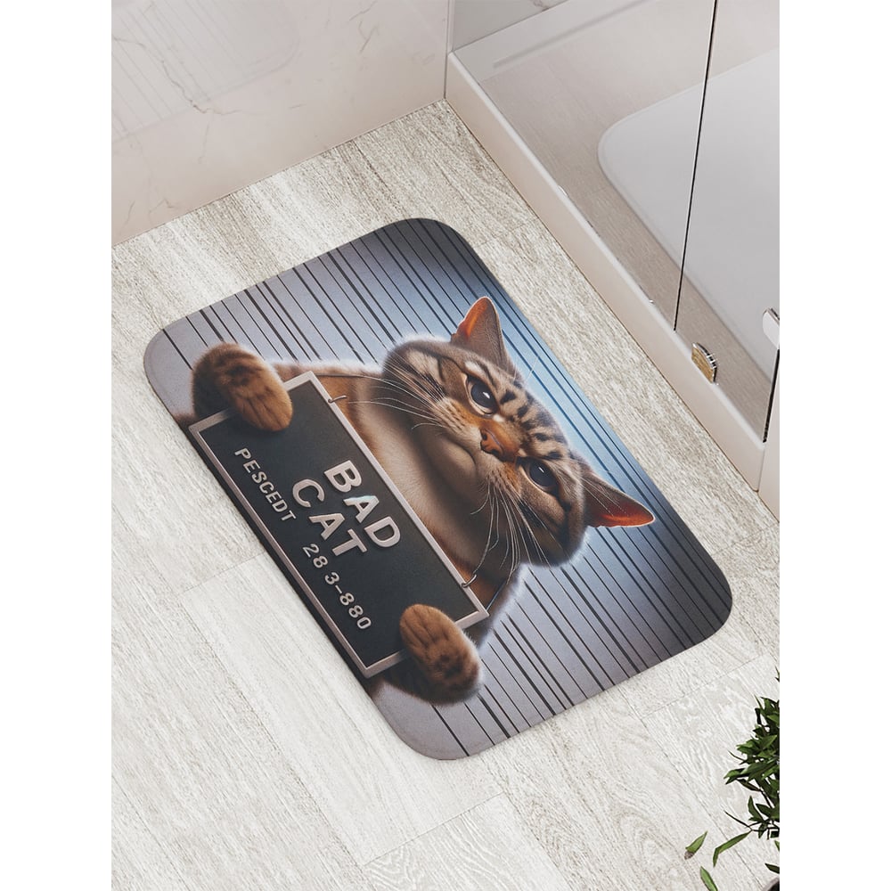 Коврик для ванной комнаты и туалета противоскользящий JoyArty "Плохой кот" 52x77 см bath_429894 ...