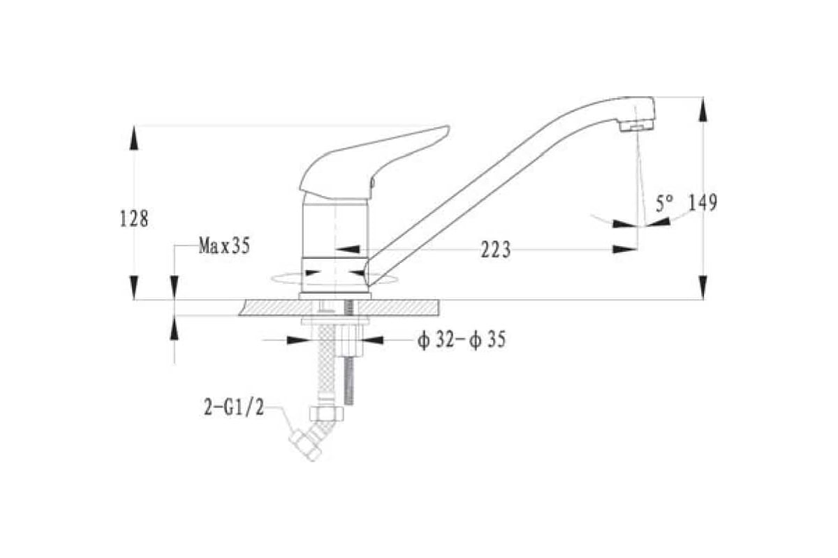 Смеситель для кухни GranFest GF D-40 mm, иней 2124 - выгодная цена ...