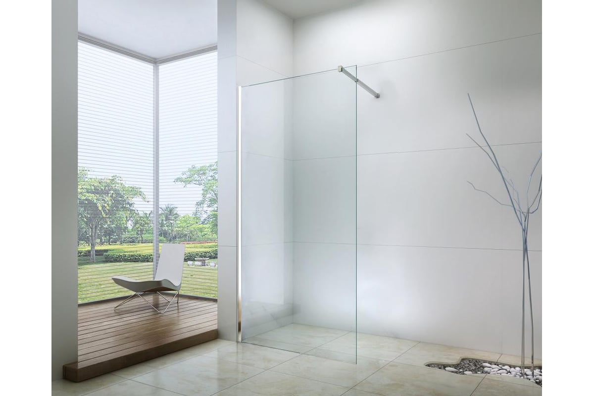 Душевая стенка BERGES SKY 1100x2000, прозрачное стекло, 8 мм профиль ...
