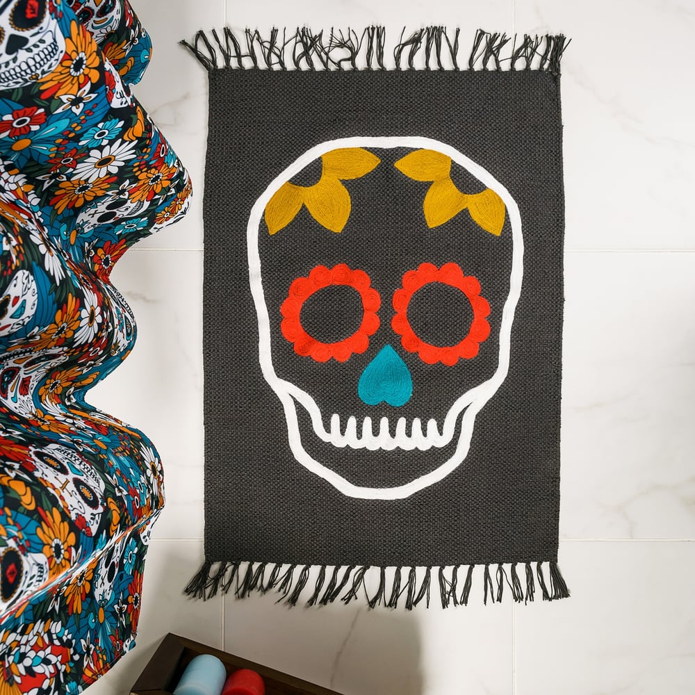 Мягкий коврик для ванной комнаты Moroshka Los Muertos цвет серый и ...