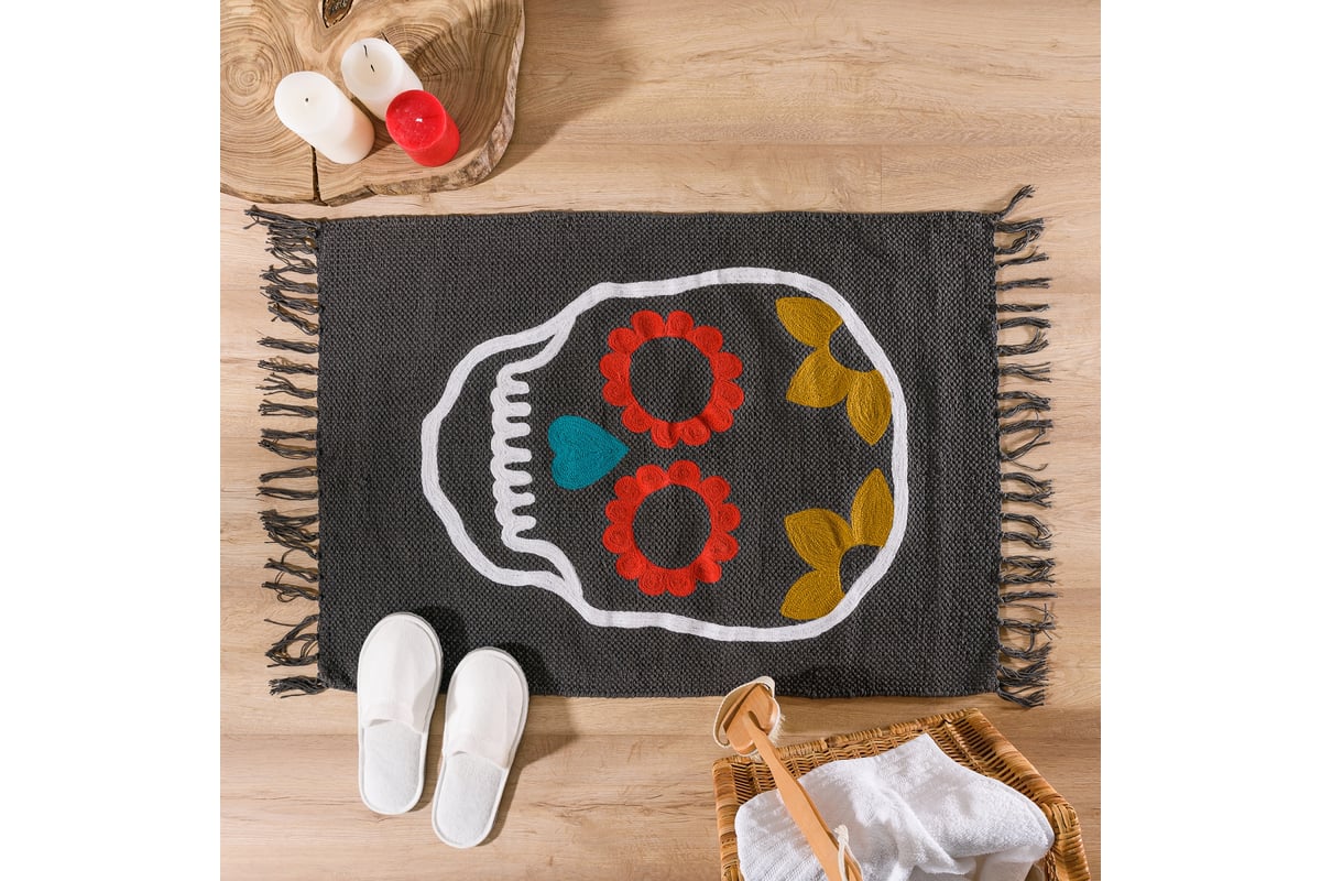 Мягкий коврик для ванной комнаты Moroshka Los Muertos цвет серый и ...