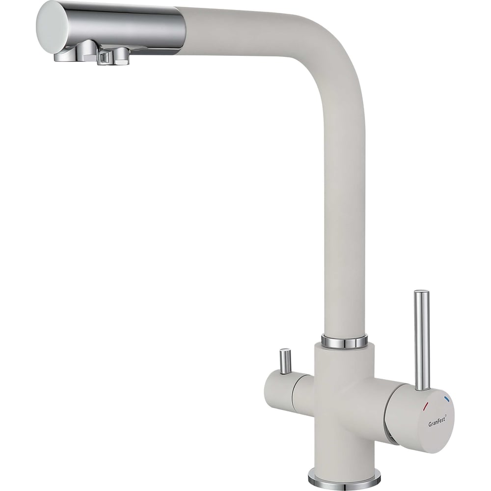 Смеситель для кухни GranFest Г-обр. с краном питьевой воды D-35мм иней ...