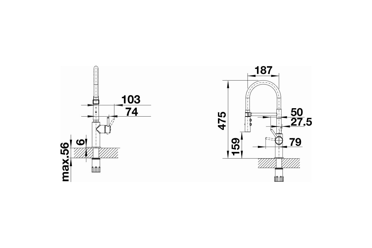 Кухонный смеситель BLANCO CATRIS-S Flexo нержавеющая сталь UltraResist ...