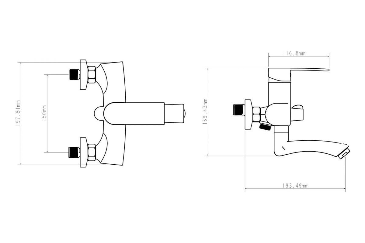 Смеситель для ванны ECONOCE D35-A, серия 270 черный EC0271BL - выгодная цена, отзывы ...