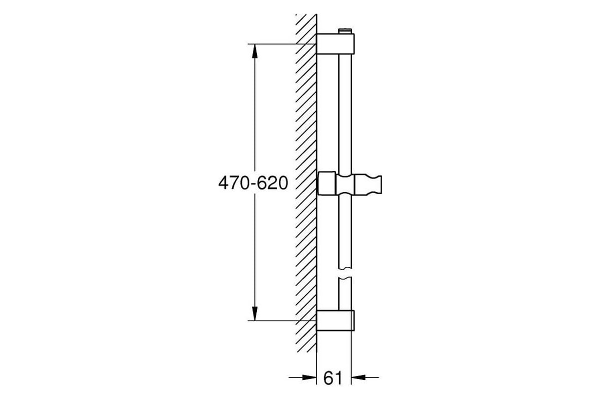 Душевая штанга GROHE Tempesta 600 мм, хром (замена 27523000) 27523001 ...