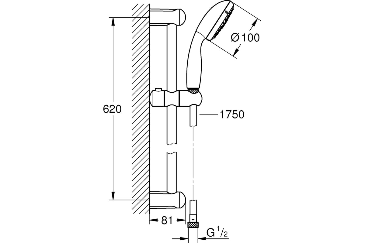 Душевой гарнитур Grohe Tempesta New III 600мм 27794001 - выгодная цена ...
