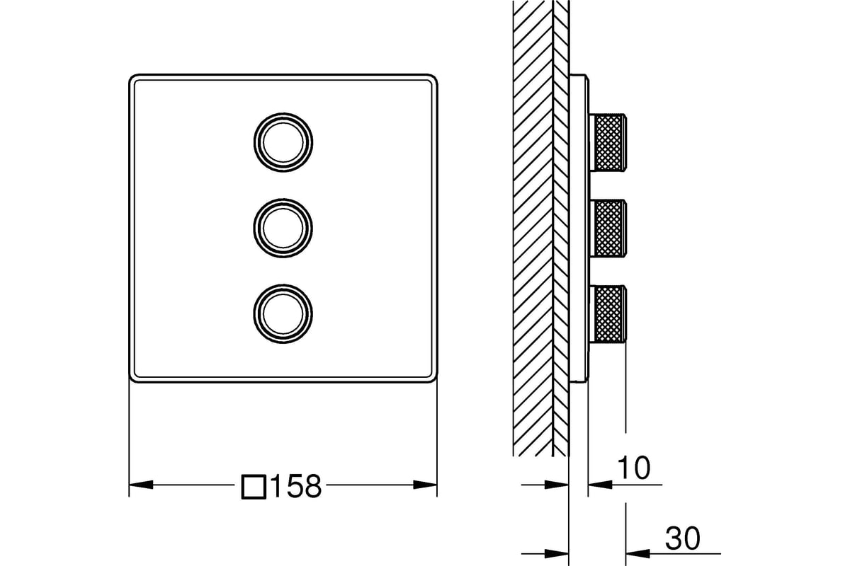Комплект верхней монтажной части для вентиля Grohe Smart Control на 3 ...