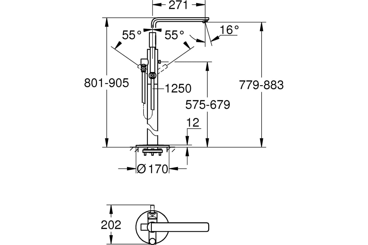 Смеситель для ванны Grohe Lineare New однорычажный, свободностоящего ...