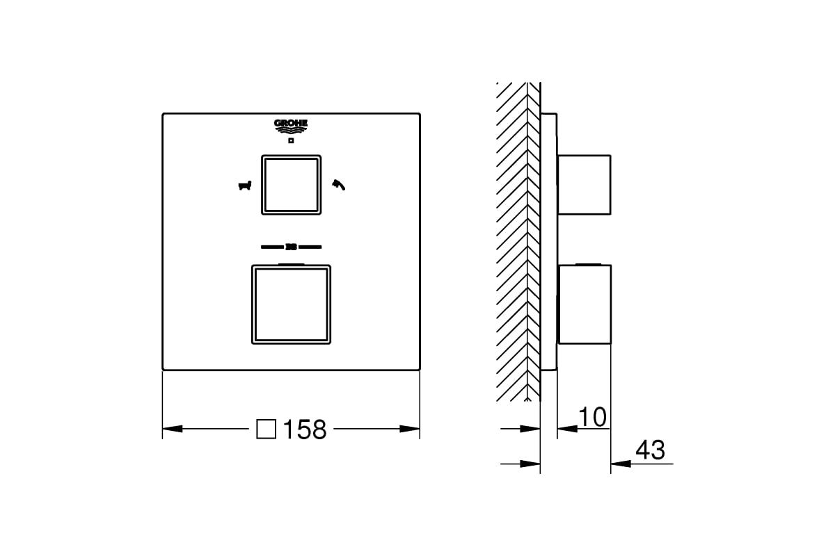 Термостат для ванны Grohe Grohtherm Cube с переключателем на 2 ...
