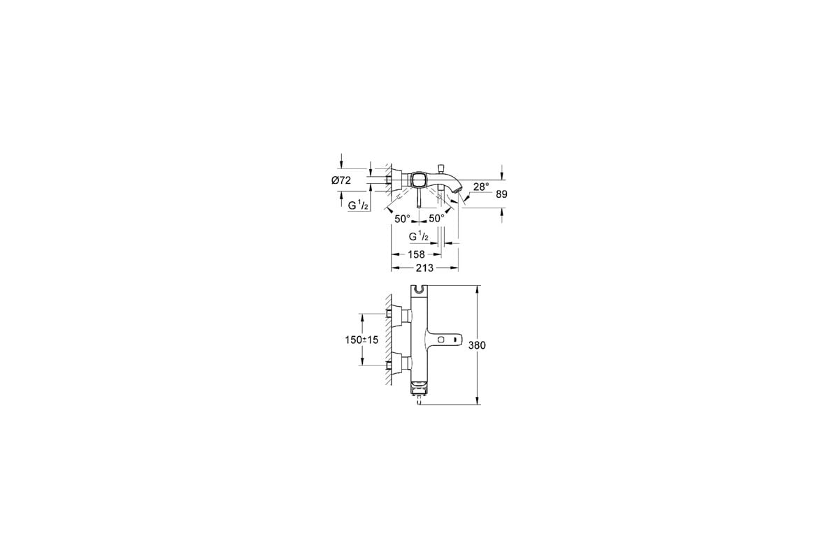 Смеситель Grohe Grandera однорычажный для ванны, настенный монтаж ...