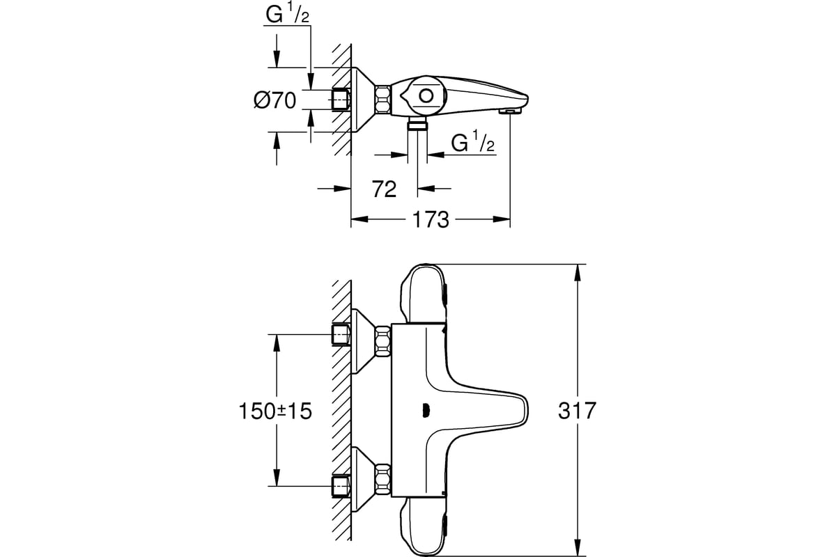 Термостат для ванны GROHE Grohtherm 1000, хром 34816003 - выгодная цена ...