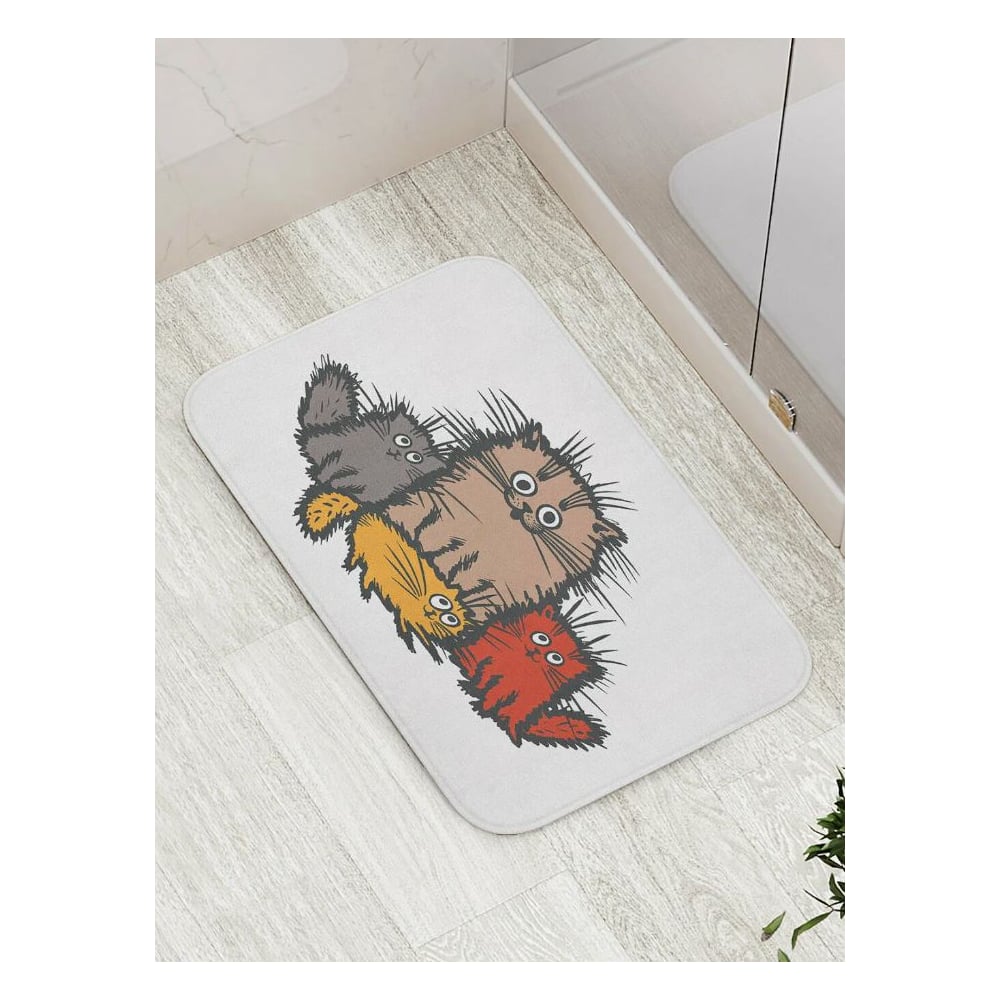 Противоскользящий коврик для ванной и туалета JoyArty "Озорные коты" 52x77 см bath_425500 ...