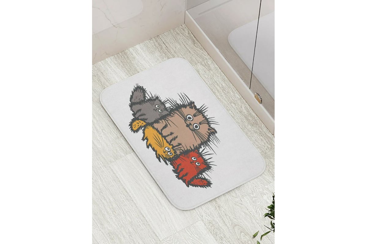 Противоскользящий коврик для ванной и туалета JoyArty "Озорные коты" 52x77 см bath_425500 ...