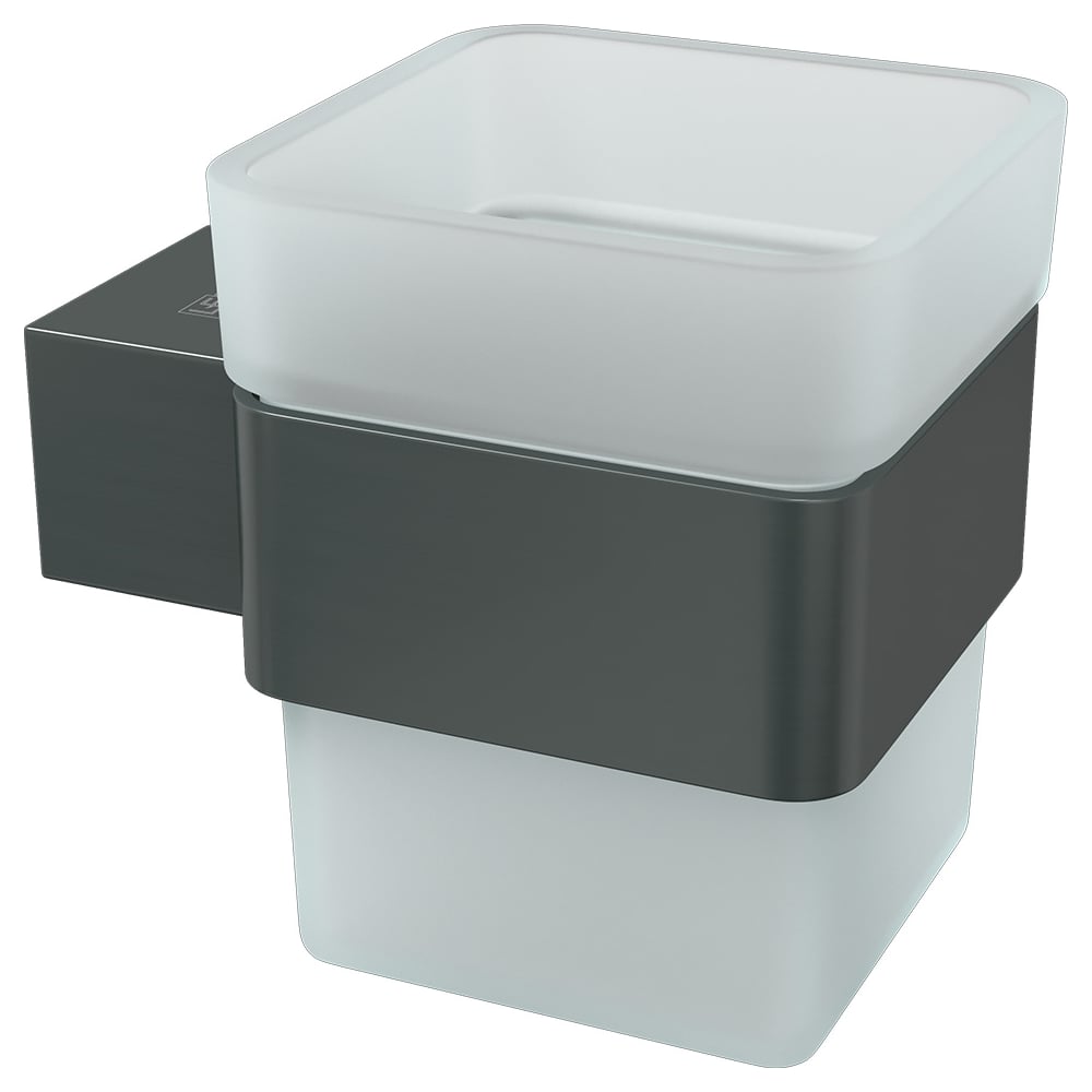 Стакан для зубных щеток Lemark SMOOTH LINE с держателем, графит 9736015 - выгодная цена, отзывы ...