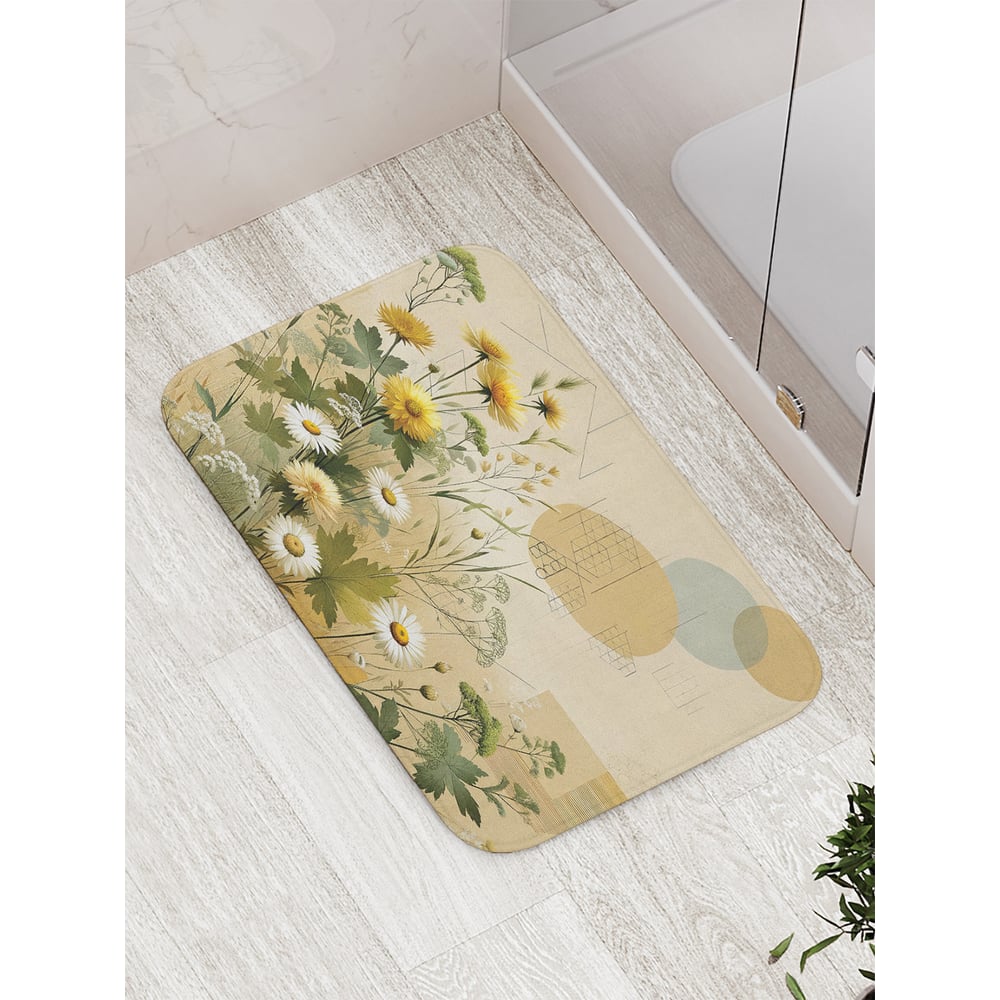 Коврик для ванной комнаты и туалета противоскользящий JOYARTY Цветочная графика 52x77 см bath ...