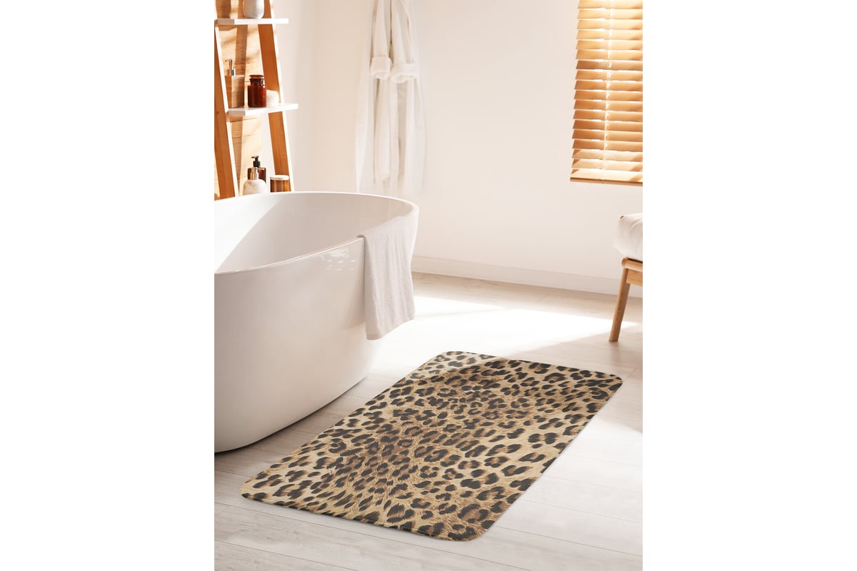 Коврик для ванной комнаты и туалета противоскользящий JOYARTY Леопардовое окружение 60x100 см ...