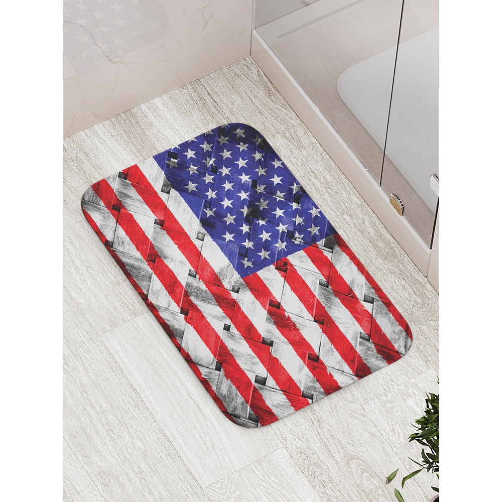 Коврик для ванной комнаты и туалета противоскользящий JOYARTY Флаг США на переплете 52x77 см ...