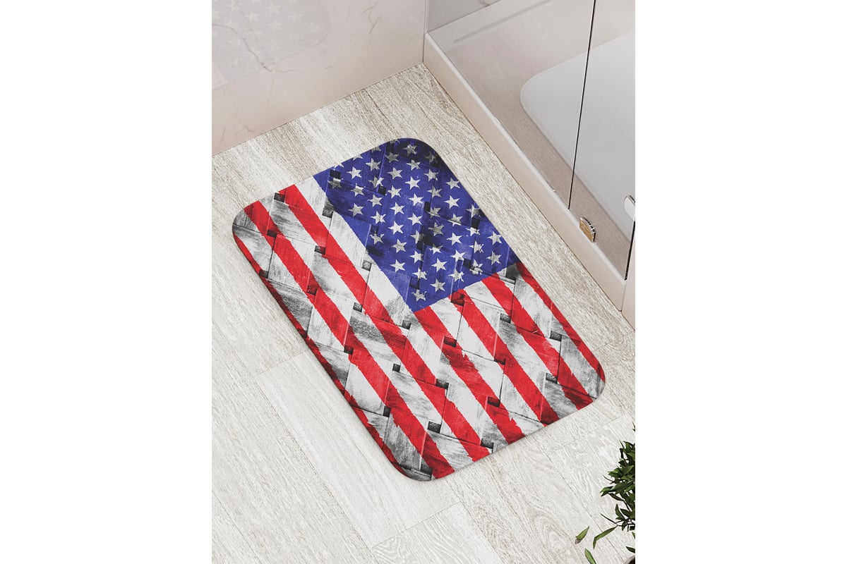 Коврик для ванной комнаты и туалета противоскользящий JOYARTY Флаг США на переплете 52x77 см ...