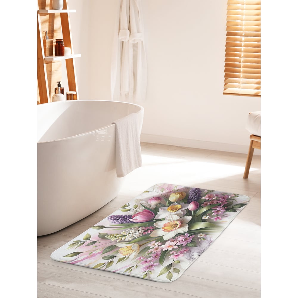 Коврик для ванной комнаты и туалета противоскользящий JOYARTY Цветочная композиция 60x100 см ...