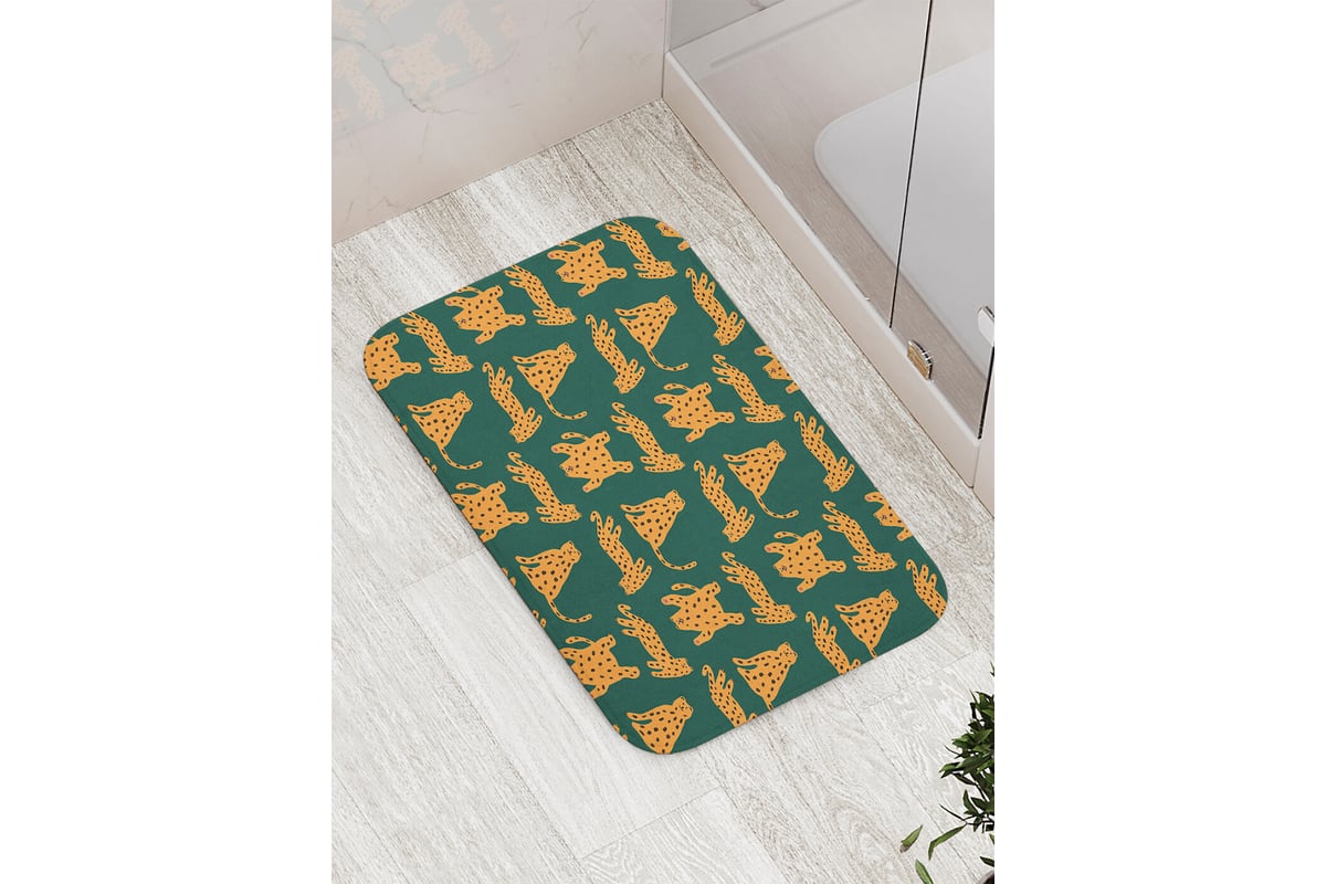 Коврик для ванной комнаты и туалета противоскользящий JOYARTY Стая леопардов 52x77 см bath ...