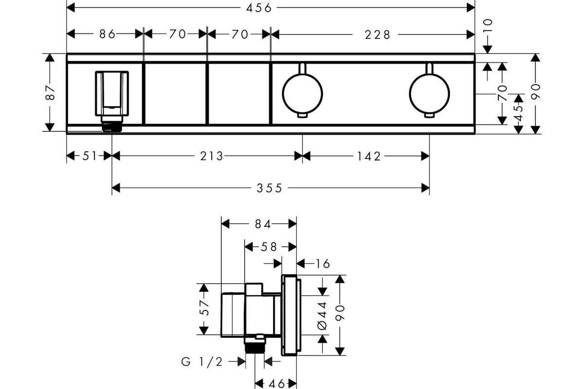 Термостат для скрытого монтажа Hansgrohe RainSelect для 2 потребителей ...