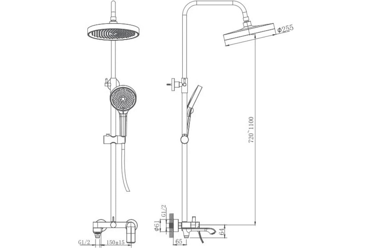 Душевая система HAIBA черный HB24553-7 - выгодная цена, отзывы, характеристики, фото - купить в ...
