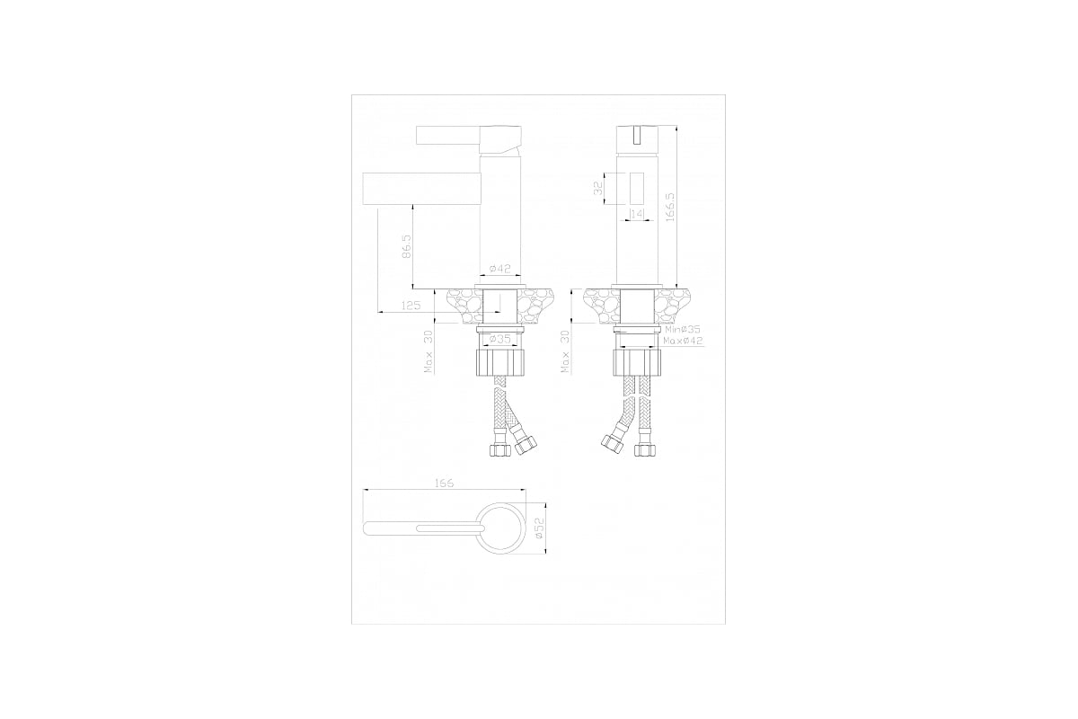 Смеситель для умывальника ARGO PERS хром/чёрный, диаметр 35 мм 41946 - выгодная цена, отзывы ...
