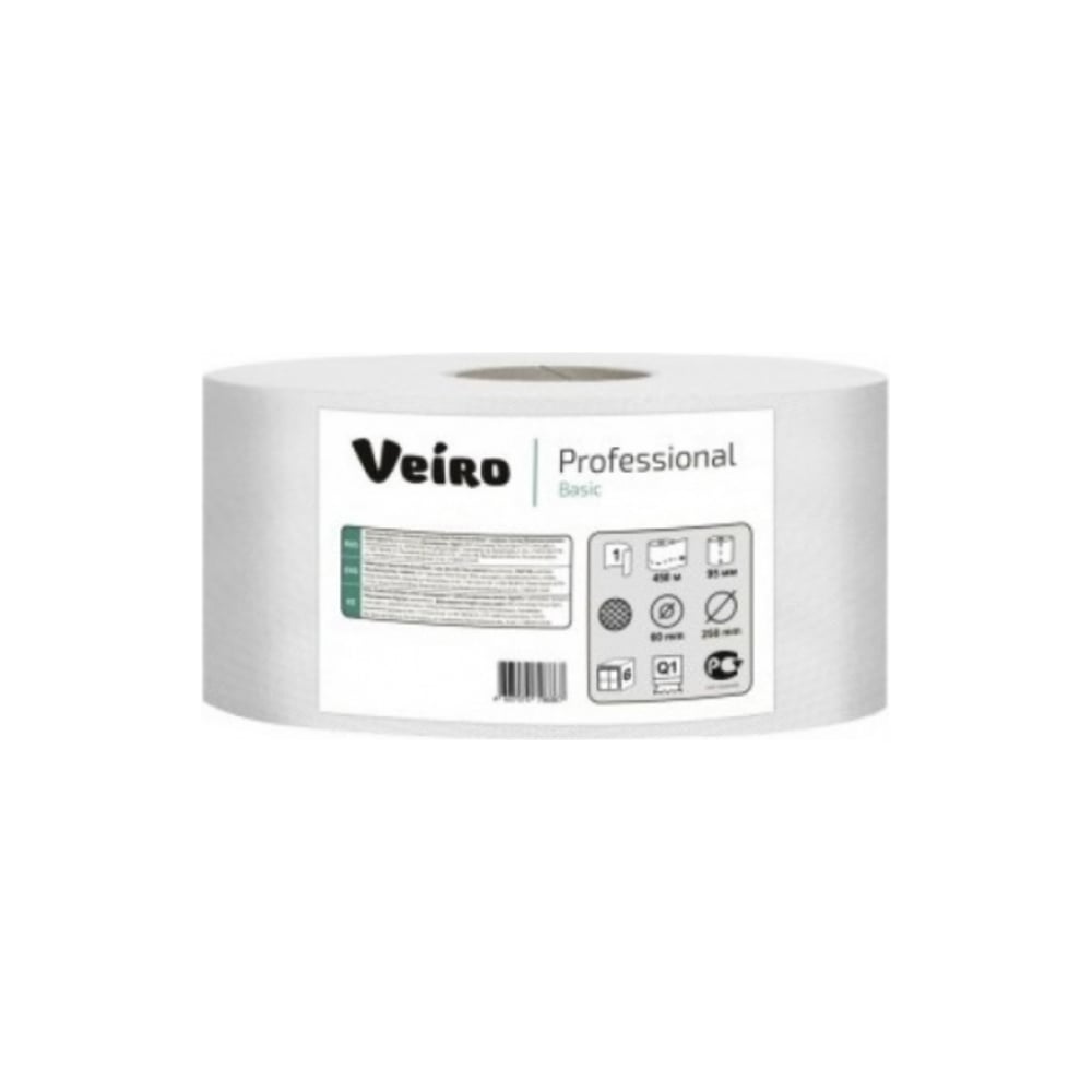 Туалетная бумага VEIRO PROFESSIONAL MAXI в больших рулонах Basic, однослойная 6 рулонов по 420 ...