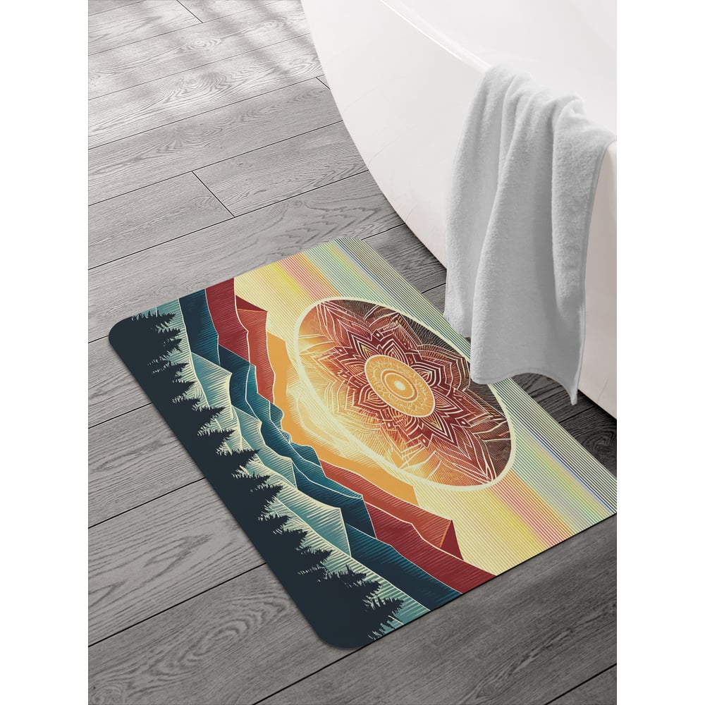 Коврик для ванной и туалета JOYARTY Лотос над горами 58x38 см, sbmrec_sd3451_58x38 - выгодная ...