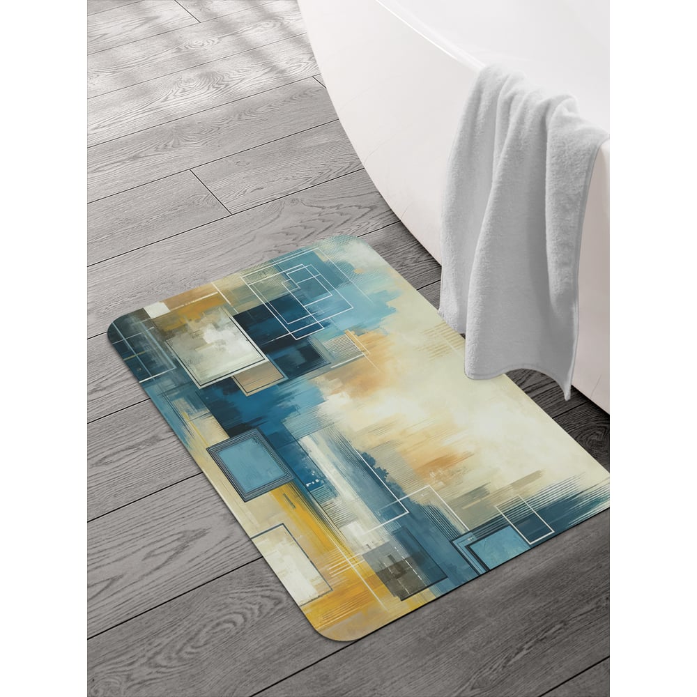 Коврик для ванной и туалета JOYARTY Квадрат на красках 58x38 см, sbmrec_sd3568_58x38 - выгодная ...