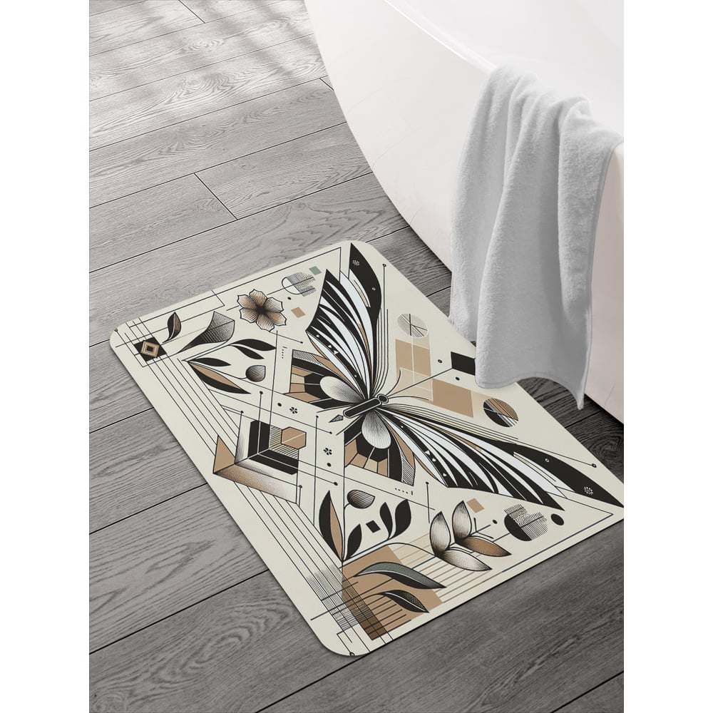 Коврик для ванной и туалета JOYARTY Бабочка линиями 58x38 см, sbmrec_sd3544_58x38 - выгодная ...