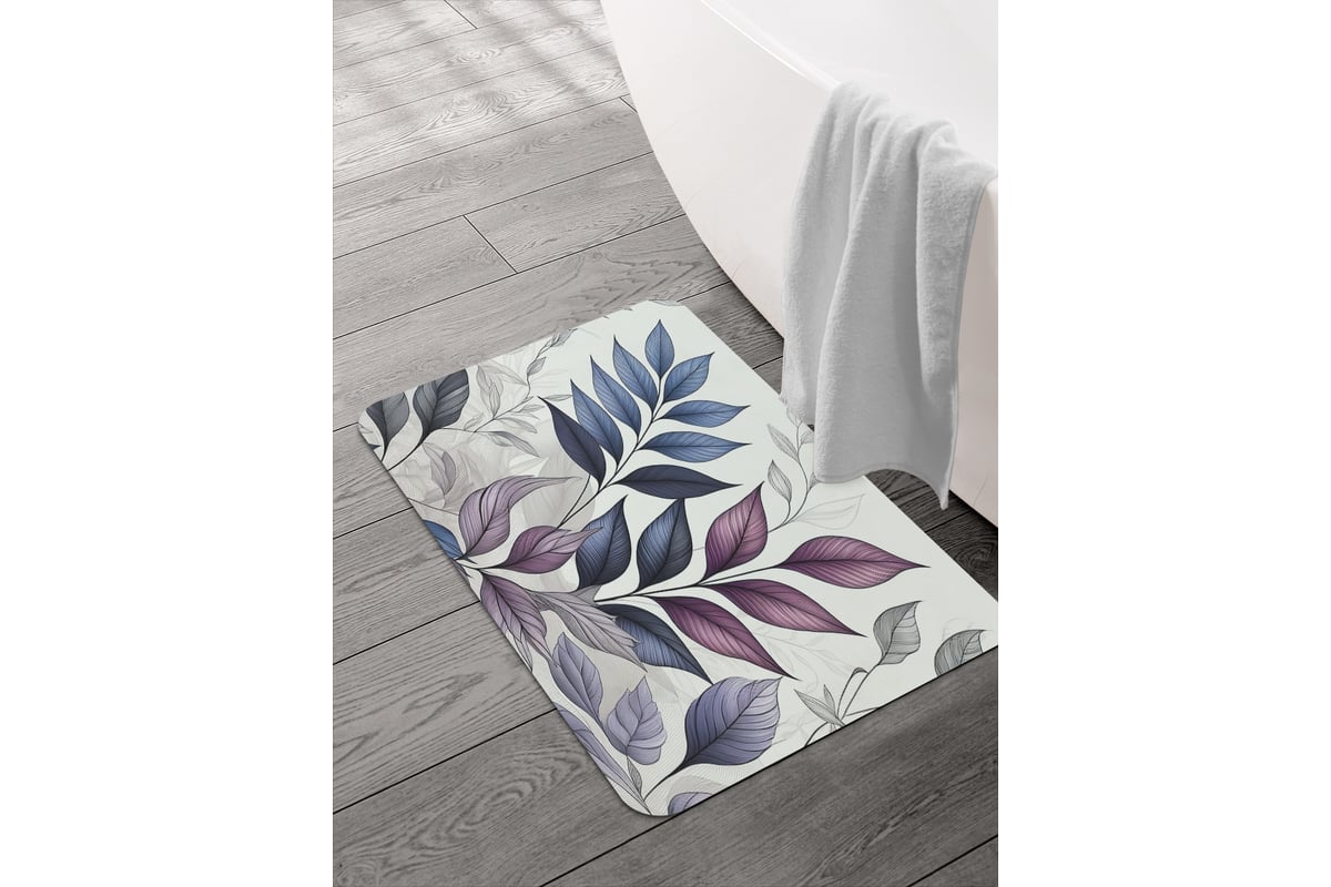 Коврик для ванной и туалета JOYARTY Листья бледные 58x38 см, sbmrec_sd3505_58x38 - выгодная цена ...