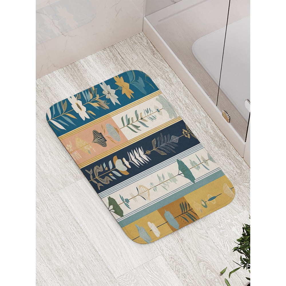 Коврик для ванной комнаты и туалета противоскользящий JoyArty "Цветочные обои" 52x77 см bath ...