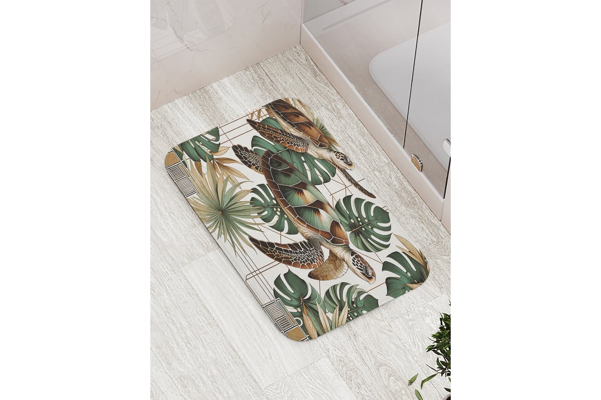 Коврик для ванной комнаты и туалета противоскользящий JoyArty "Черепаха летает" 52x77 см bath ...