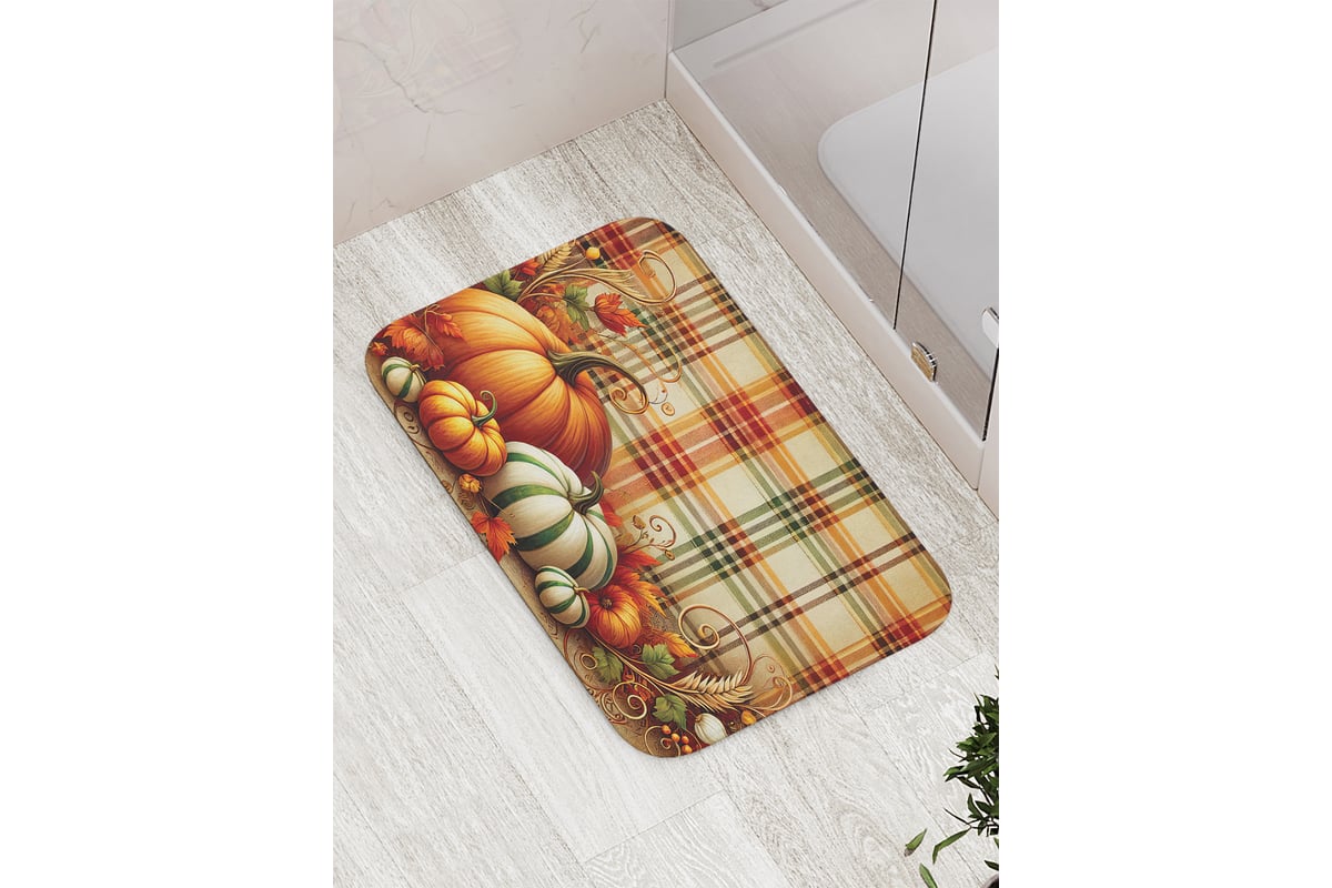 Коврик для ванной комнаты и туалета противоскользящий JoyArty "Шотландская тыква" 52x77 см bath ...
