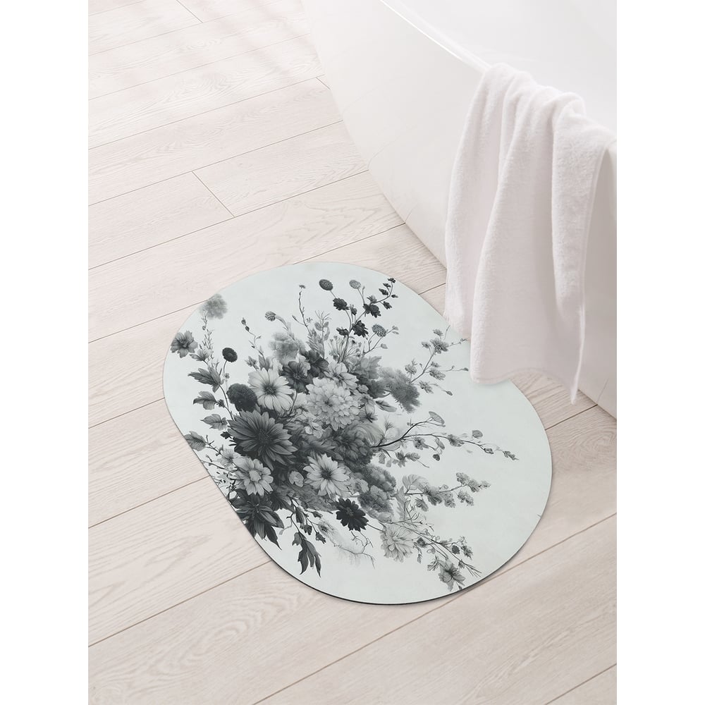 Коврик овальный для ванной и туалета JoyArty "Букет с поля" 58x38 см, sbm_sd3588_58x38 ...