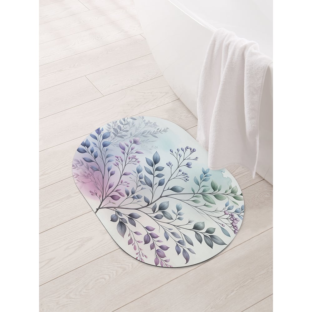 Коврик овальный для ванной и туалета JoyArty "Веточка бутонов" 58x38 см, sbm_sd3494_58x38 ...