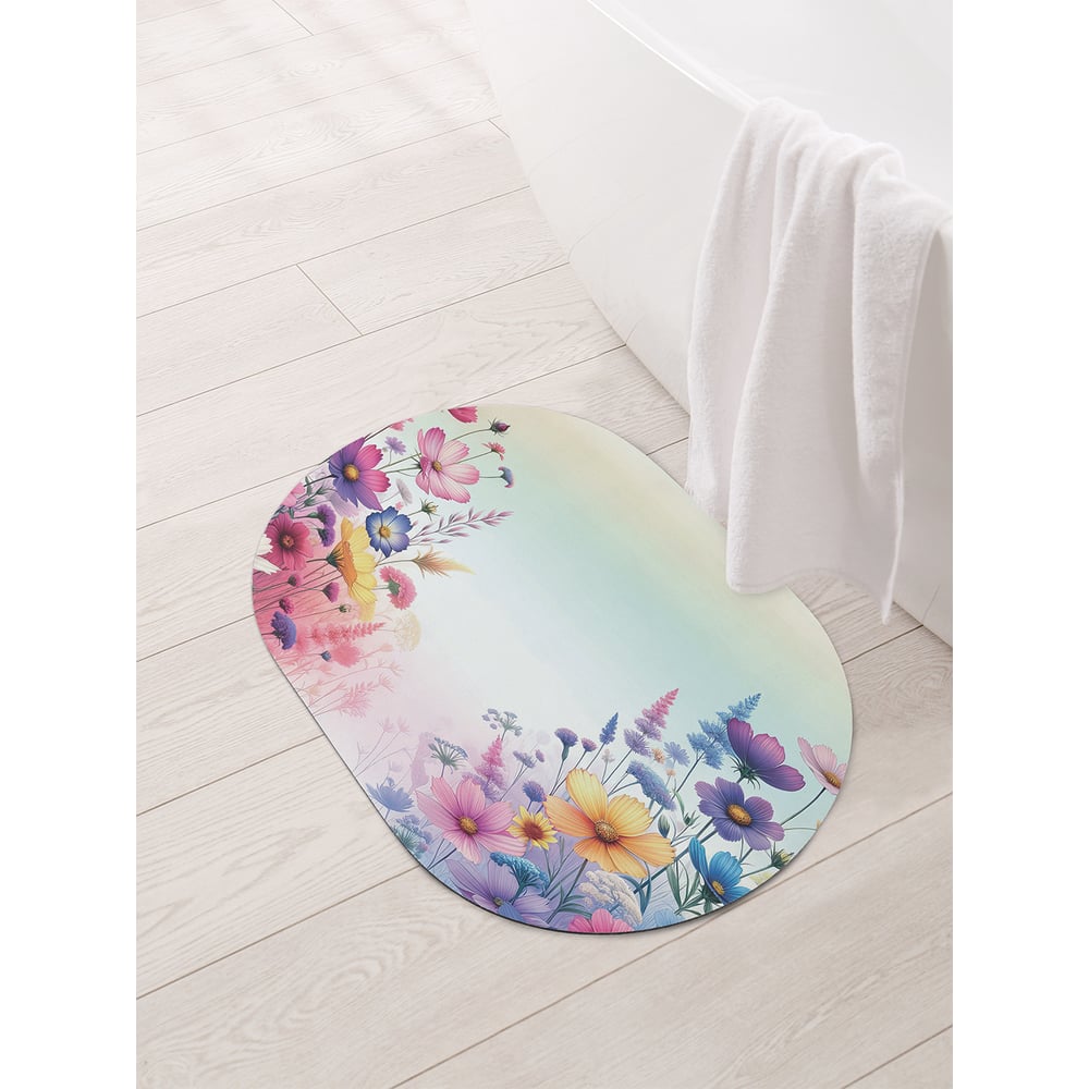 Коврик овальный для ванной и туалета JoyArty "Луговые цветы" 58x38 см, sbm_sd3461_58x38 ...