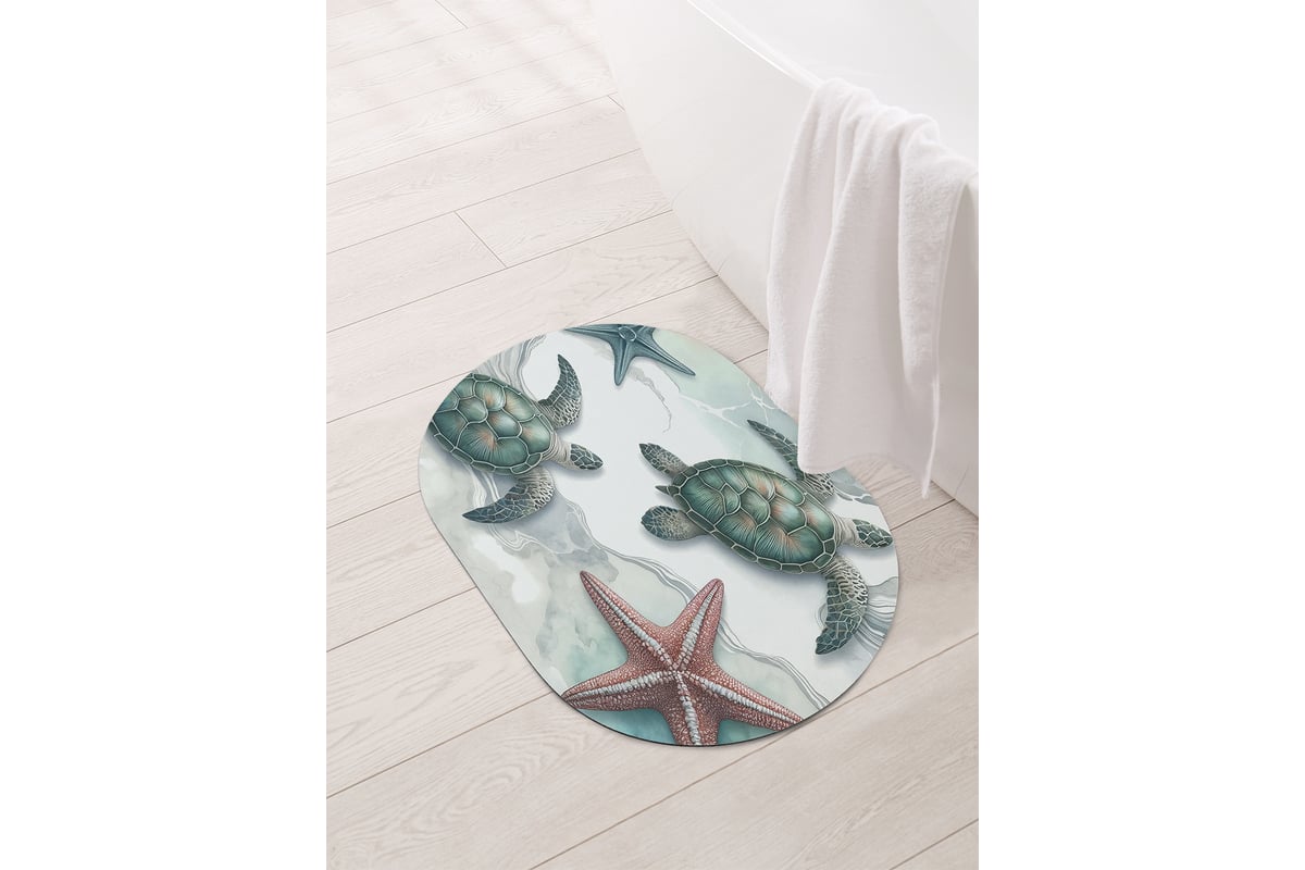 Коврик овальный для ванной и туалета JoyArty "Черепахи мраморные" 58x38 см, sbm_sd3501_58x38 ...