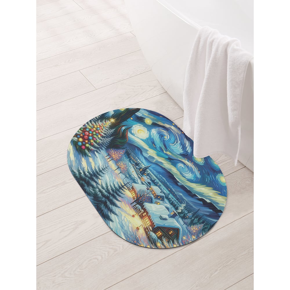 Коврик овальный для ванной и туалета JoyArty "Праздничная ночь" 58x38 см, sbm_sd3891_58x38 ...
