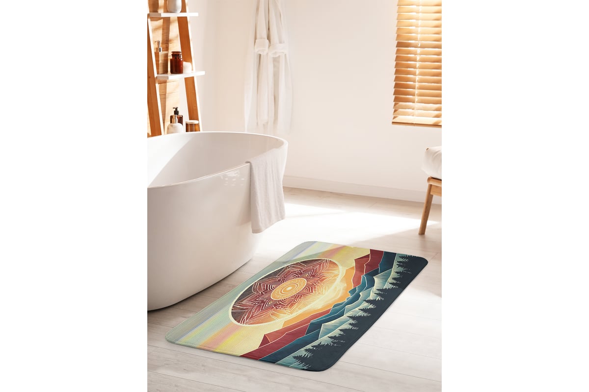 Коврик для ванной комнаты и туалета противоскользящий JoyArty "Лотос над горами" 60x100 см bath ...
