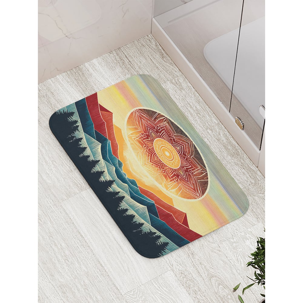 Коврик для ванной комнаты и туалета противоскользящий JoyArty "Лотос над горами" 52x77 см bath ...